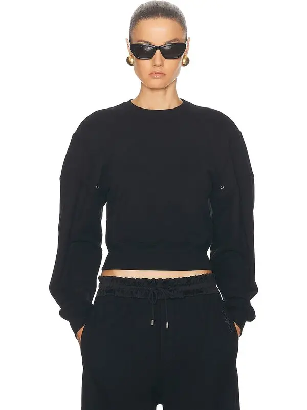 Saint Laurent Cropped Fleece Sweater - Noir
