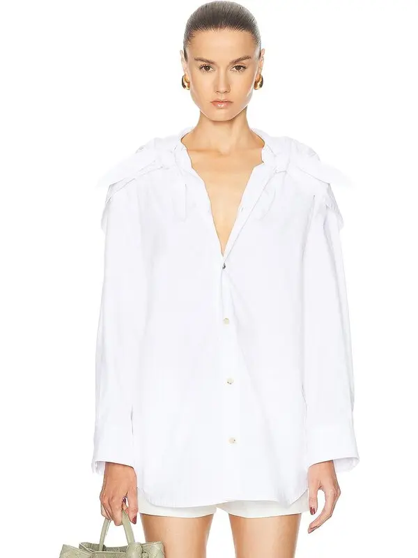 Bottega Veneta Long Sleeve Button Up Top - White