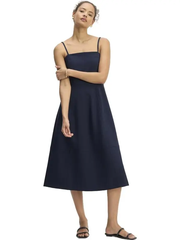 Everlane Dream Everywhere Fit-and-flare Dress - Navy
