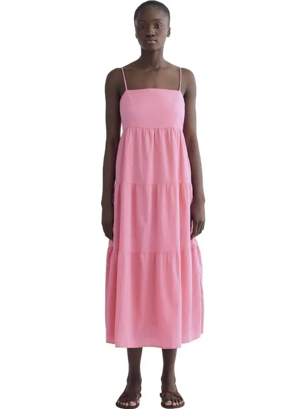 Everlane Gauze Tiered Maxi Dress - Deep Pink