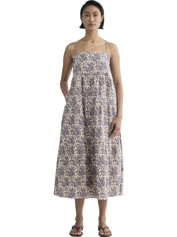 Everlane Gauze Tiered Maxi Dress - Mocha Floral