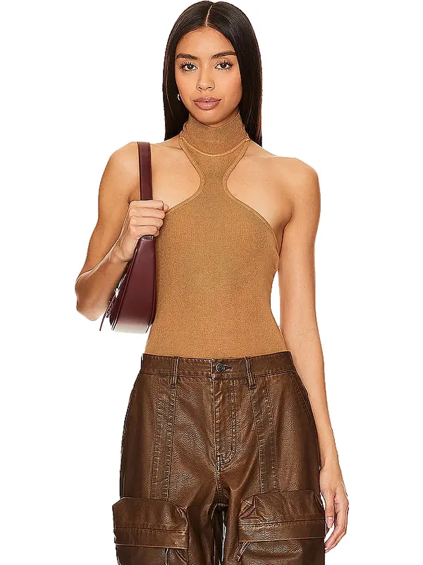 Superdown Kallie Halter Bodysuit - Almond