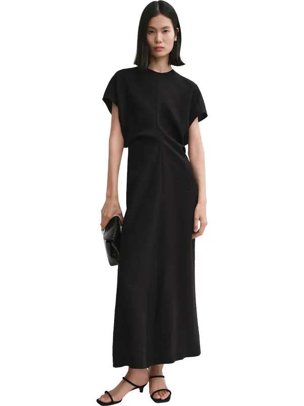 TOTEME Slouch Waist Crinkled Dress - Black