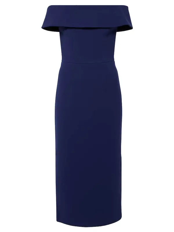 Rebecca Vallance Amore Off-shoulder Crêpe Midi Dress - Blue
