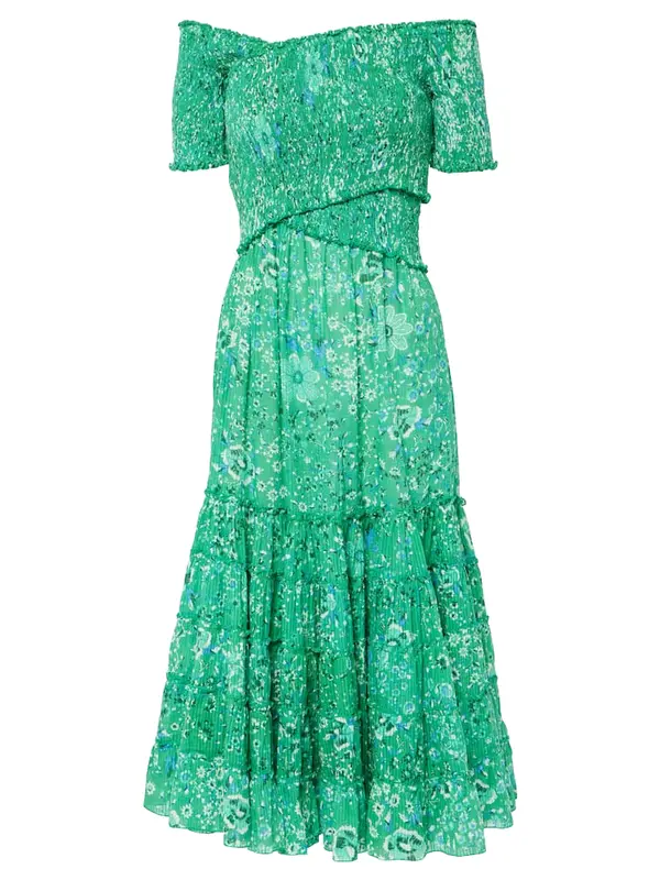 Poupette St Barth Soledad Floral Midi Dress - Green