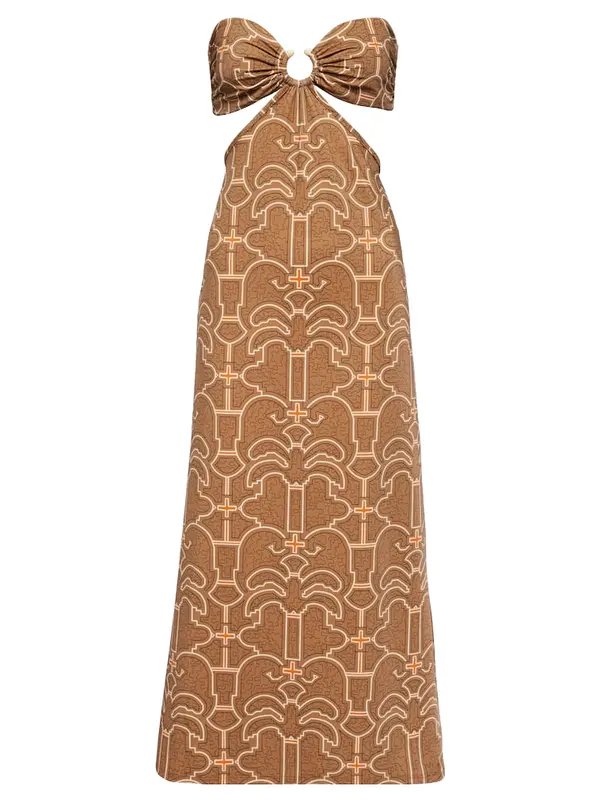 Johanna Ortiz Ring-detail Printed Maxi Dress - Brown