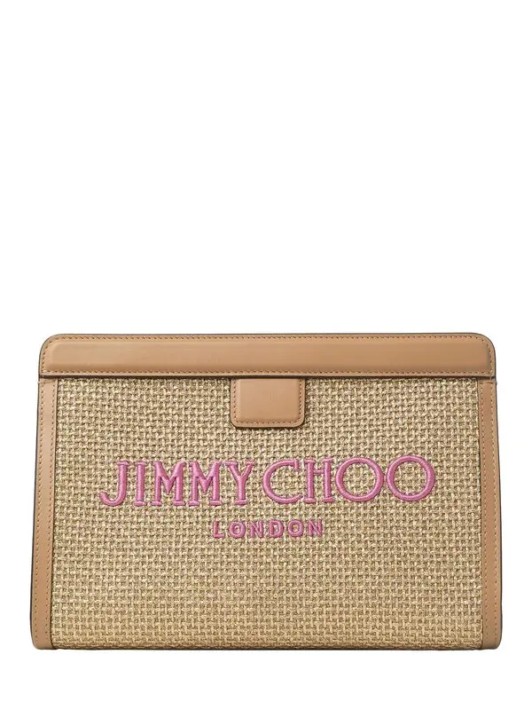 JIMMY CHOO Avenue Raffia Pouch - Gold