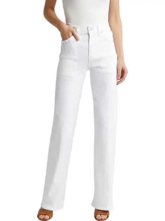 Veronica Beard Crosbie Wide Leg Jeans - White