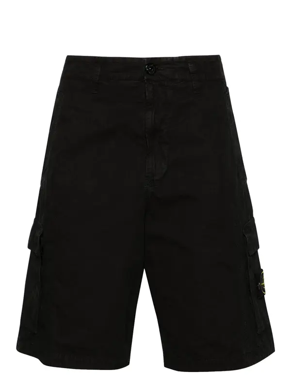 Stone Island Compass-badge Cotton Cargo Shorts - Black