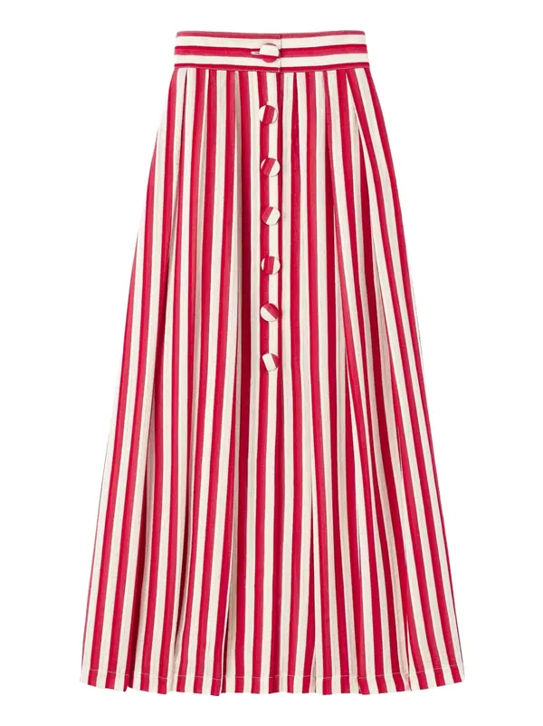 DESTREE Irving Striped High-waisted Skirt - Red