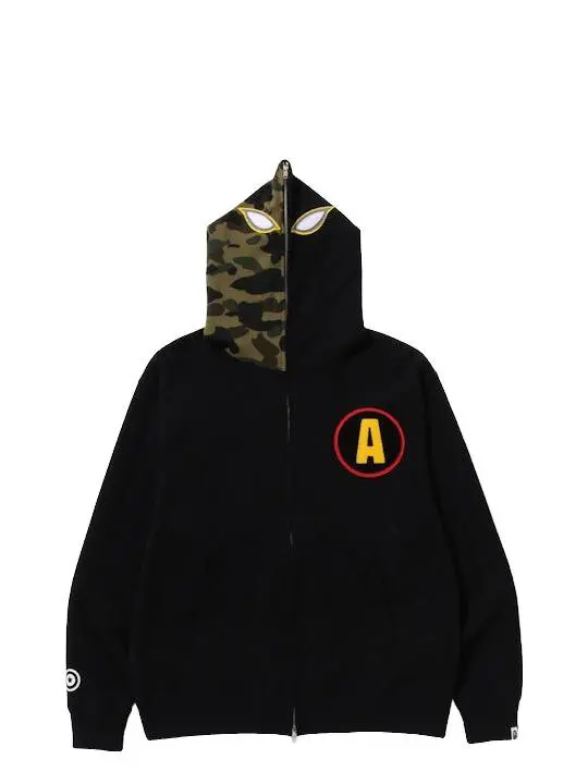 BAPE Shadow Relaxed Fit Full Zip Hoodie - Black