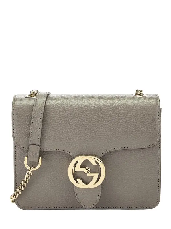 Gucci Leather Interlocking Crossbody - Grey