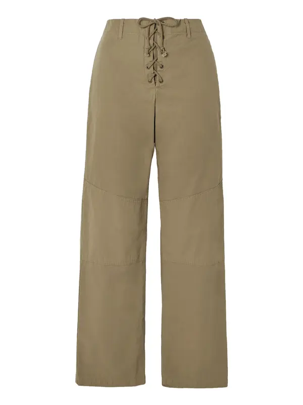 FORTELA Rope-trimmed Coated-cotton Straight-leg Pants - Neutrals