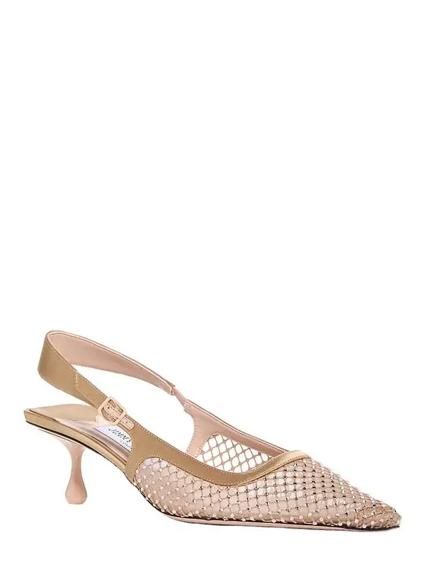 JIMMY CHOO Amel 50 Embellished Slingback Pumps - Macaron/crystal