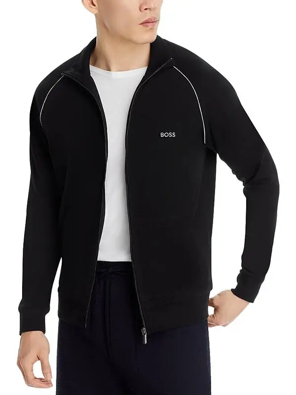 BOSS Mix & Match Cotton Blend Full Zip Jacket - Black