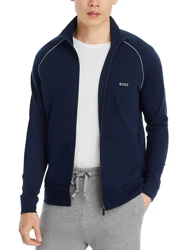 BOSS Mix & Match Cotton Blend Full Zip Jacket - Navy