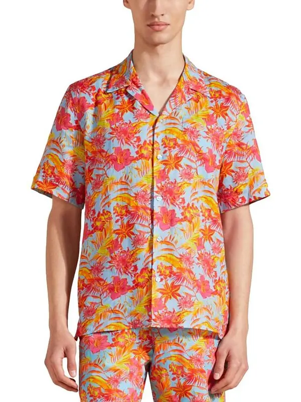 Vilebrequin Charli Tahiti Flowers Print Linen Camp Shirt - Santorin B