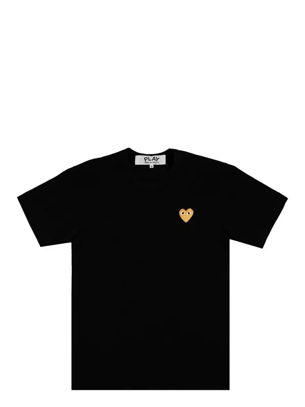 Play Comme Des Garcon T-shirt With Gold Heart - Black