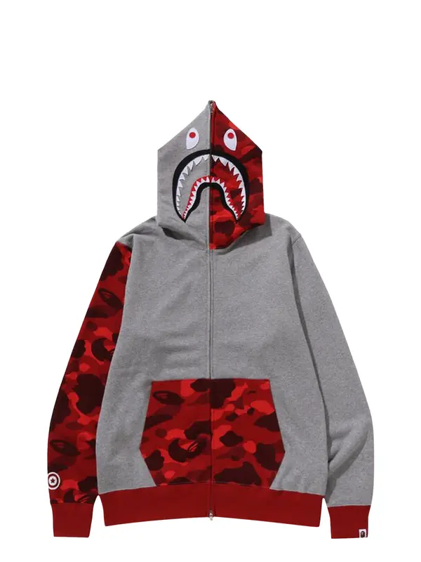 BAPE Color Camo Shark Full Zip Hoodie - Red