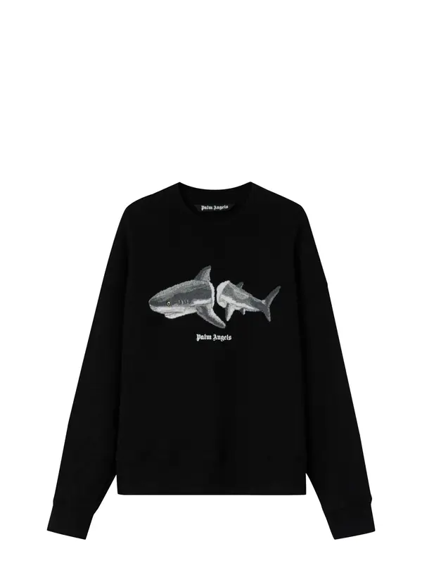 Palm Angels Shark Graphic Hoodie - Black