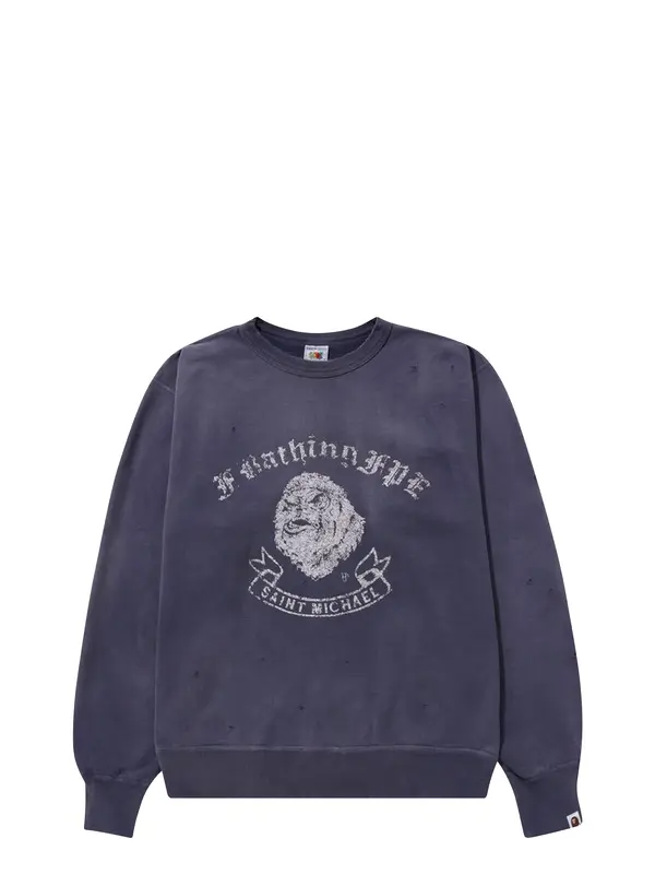 A BATHING APE X Saint Mxxxxxx Gorilla Crewneck - Blue