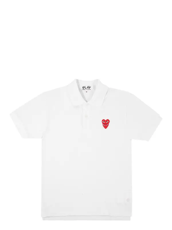 Play Comme Des Garcon Heart Logo Short-sleeve Polo - White