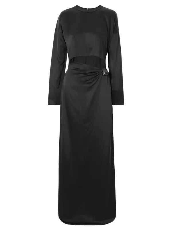Nanushka Beatriz Cutout Faux Leather-trimmed Maxi Dress - Black