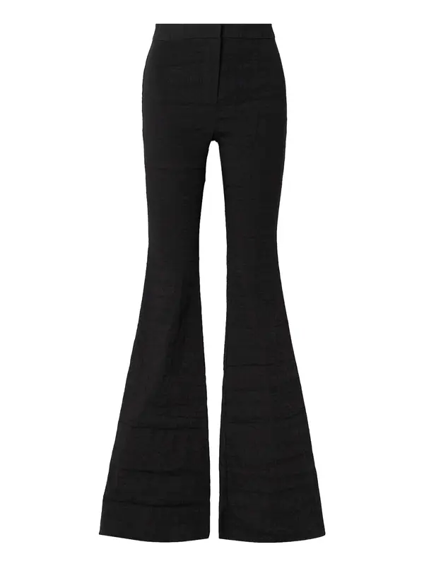 Brandon Maxwell The Fae Crinkled Stretch Linen-blend Flared Pants - Black