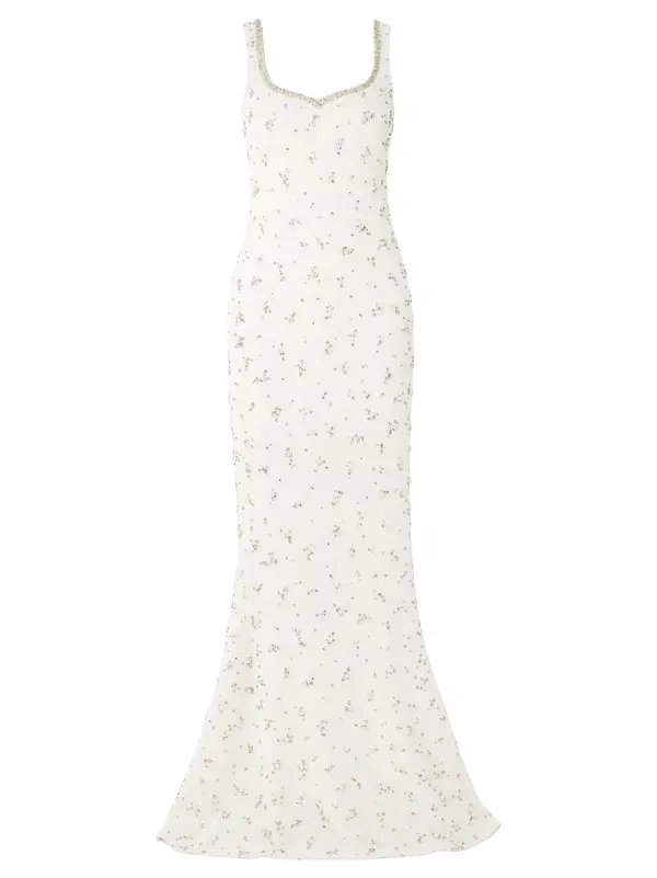 CLIO PEPPIATT Embellished Stretch-tulle Gown - Ivory