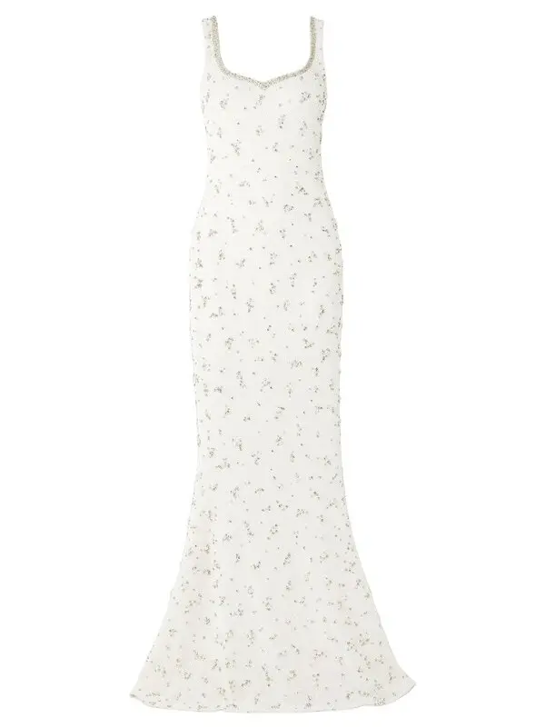 CLIO PEPPIATT Embellished Stretch-tulle Gown - Neutrals
