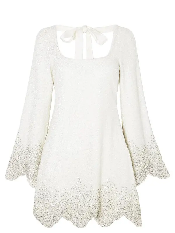 CLIO PEPPIATT Embellished Scalloped Mini Dress - Neutrals