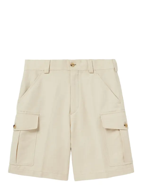 Loro Piana Bizen Wide-leg Cotton And Linen-blend Canvas Cargo Shorts - Neutrals