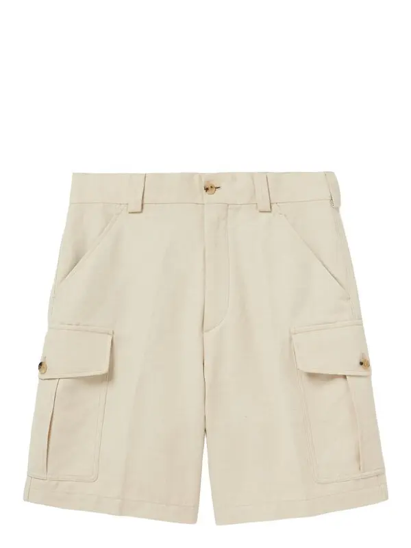 Loro Piana Bizen Wide-leg Cotton And Linen-blend Canvas Cargo Shorts - Neutrals