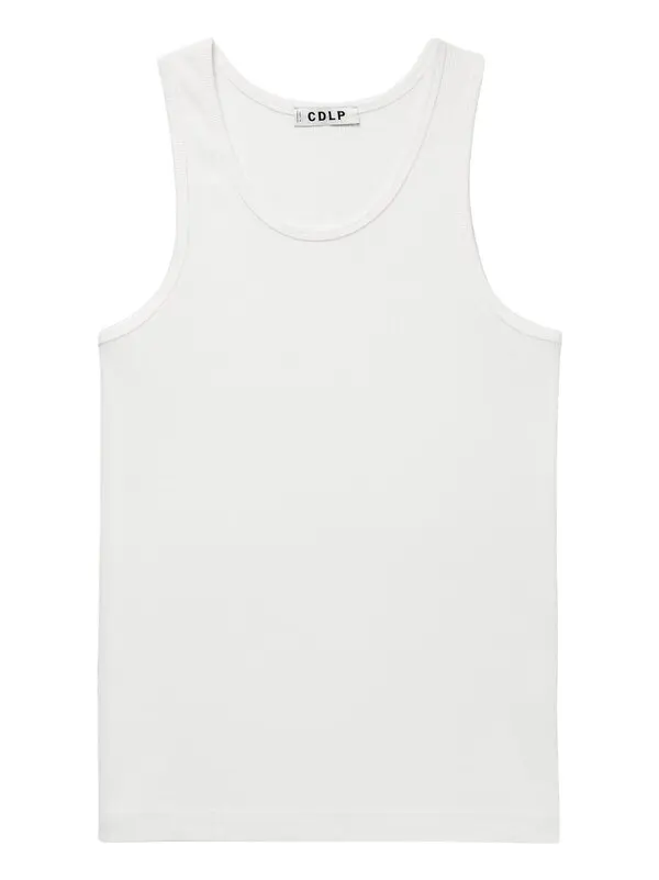CDLP Ribbed Stretch Lyocell And Cotton-blend Tank Top - White