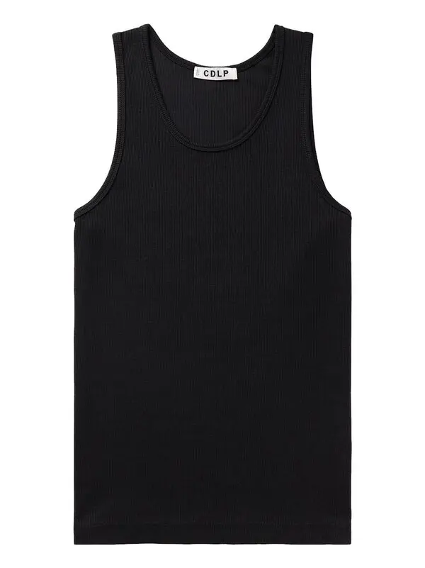 CDLP Ribbed Stretch Lyocell And Cotton-blend Tank Top - Black