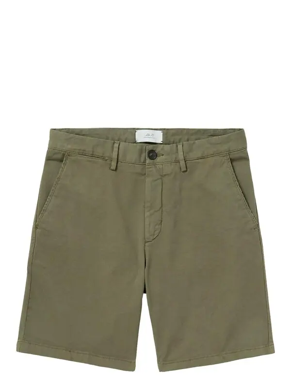 Mr P. Straight-leg Garment-dyed Cotton-blend Twill Bermuda Shorts - Green