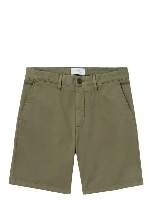 Mr P. Straight-leg Cotton-blend Twill Bermuda Shorts - Green