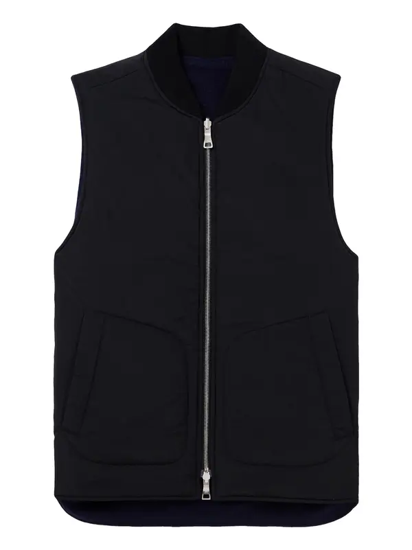 Mr P. Reversible Padded Wool-blend Gilet - Black