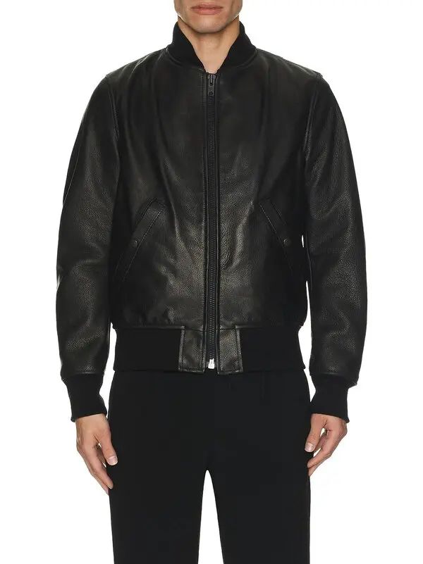 SCHOTT Lightweight Leather Bomber Jacket - Black