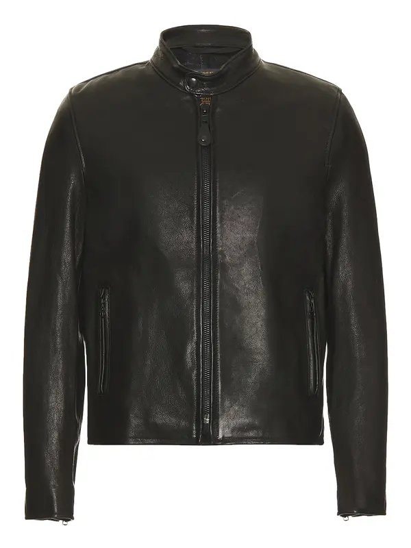SCHOTT Vegetable Tanned Lambskin Cafe Racer Jacket - Black