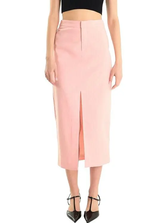 Endless Rose Linen Blend Midi Skirt - Pink