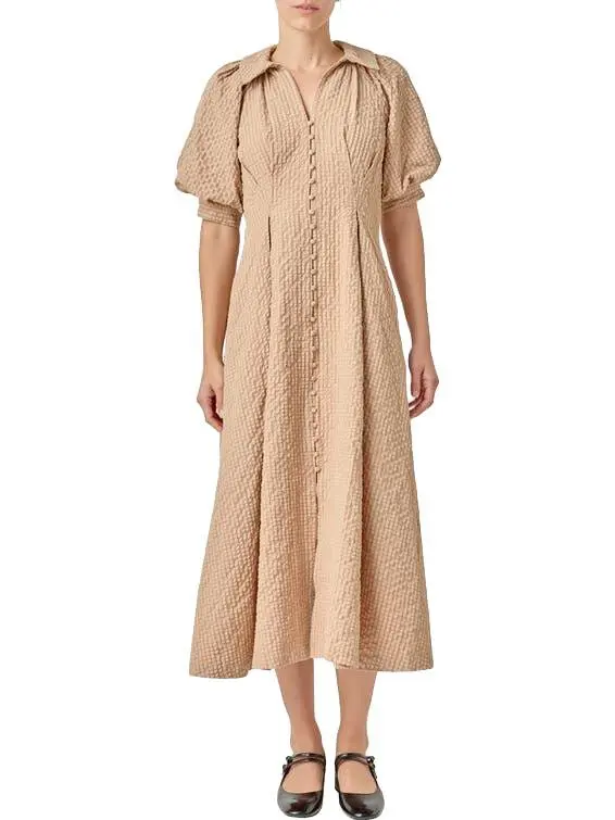 English Factory Button Front Maxi Dress - Beige