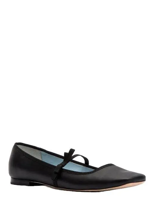 FRANCES VALENTINE Square-toe Mary Jane Flat - Black