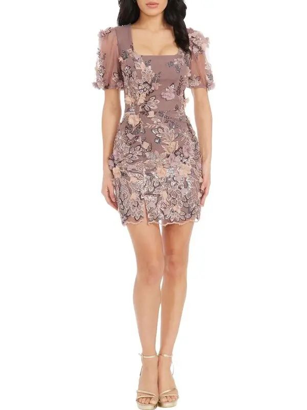 Dress The Population Jillian Sequin Minidress - Mauve Multi