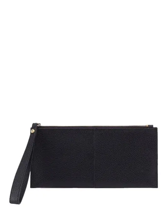 Hobo Large Vida Leather Wristlet - Black  Biscuit