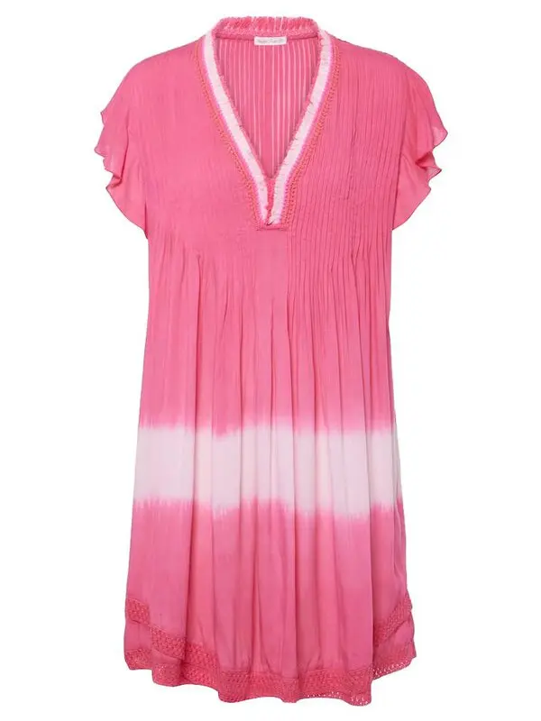 Poupette St Barth Sasha Ruffled Pleated Mini Dress - Pink