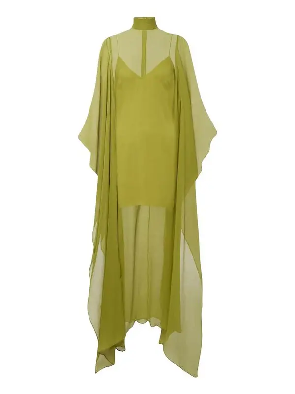 TALLER MARMO Lanzarote Silk Chiffon Kaftan - Green