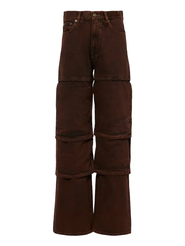 Y/project Layered High-rise Wide-leg Jeans - Brown