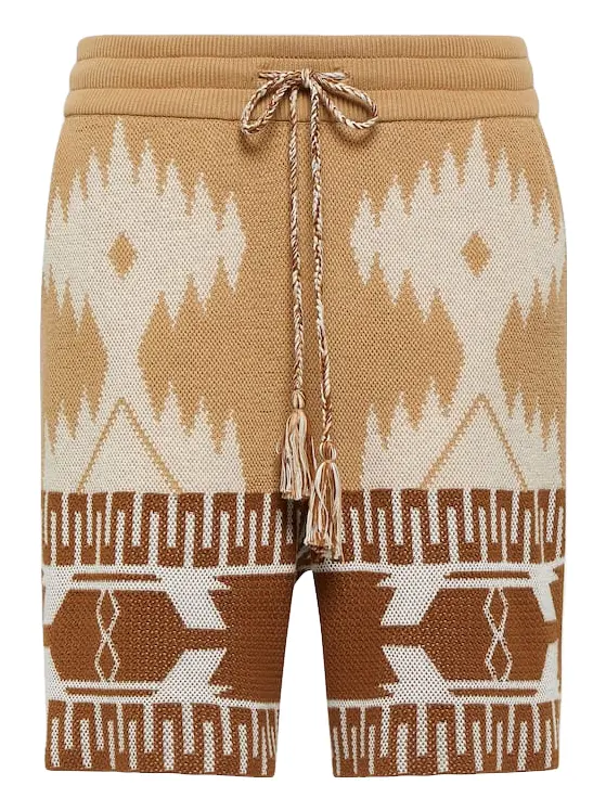 Alanui Icon Piquet Cotton Jacquard Shorts - Beige