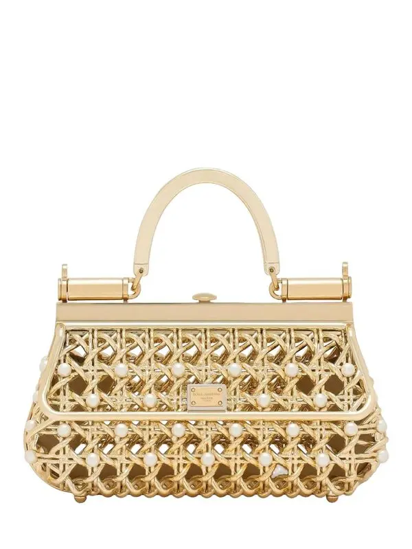 Dolce & Gabbana Pearl-embellished Caged Tote Bag - Gold